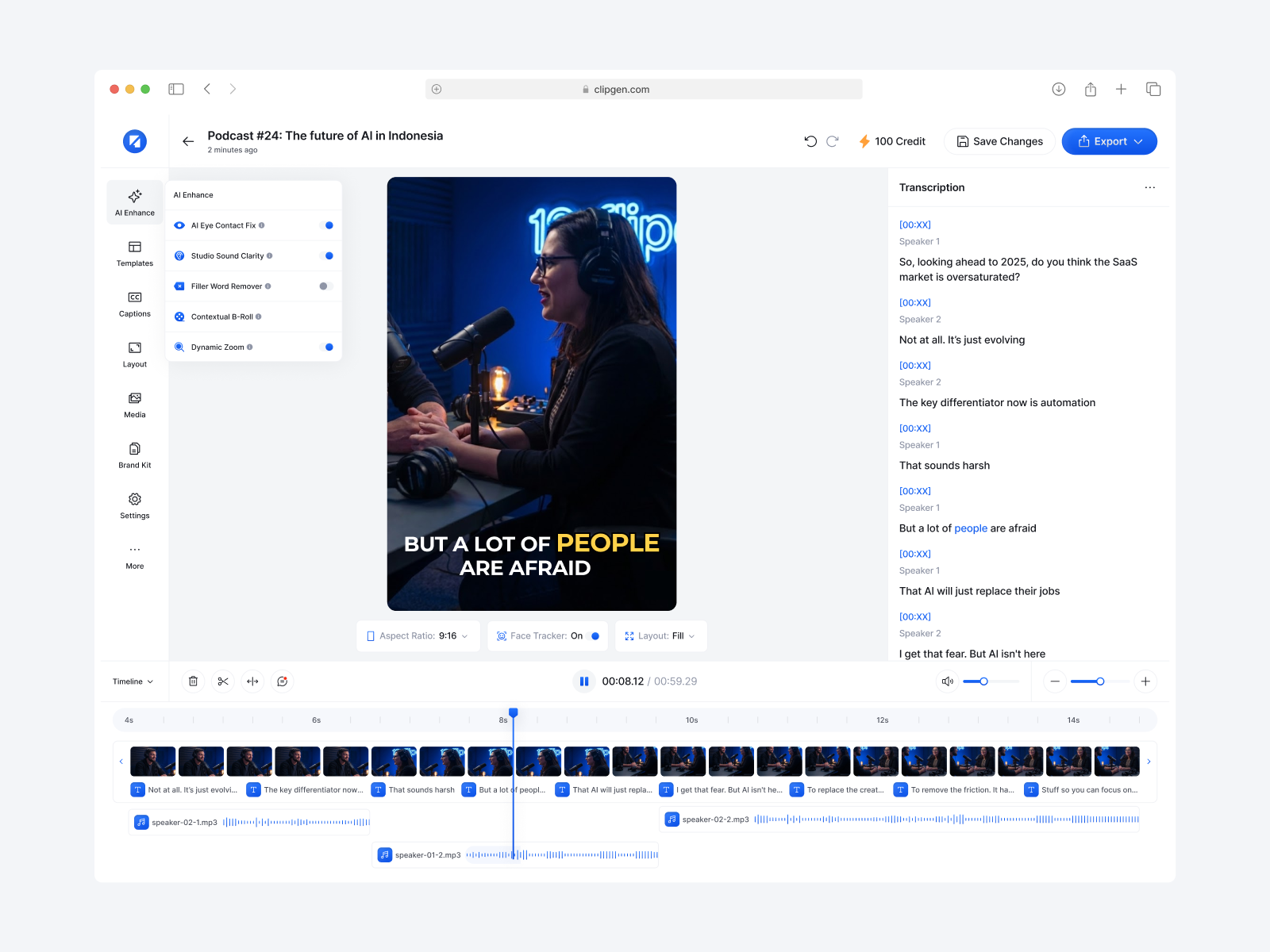 Clipgen - AI Video Clip Editor Dashboard by UIGO UI/UX for UIGO Studio ...