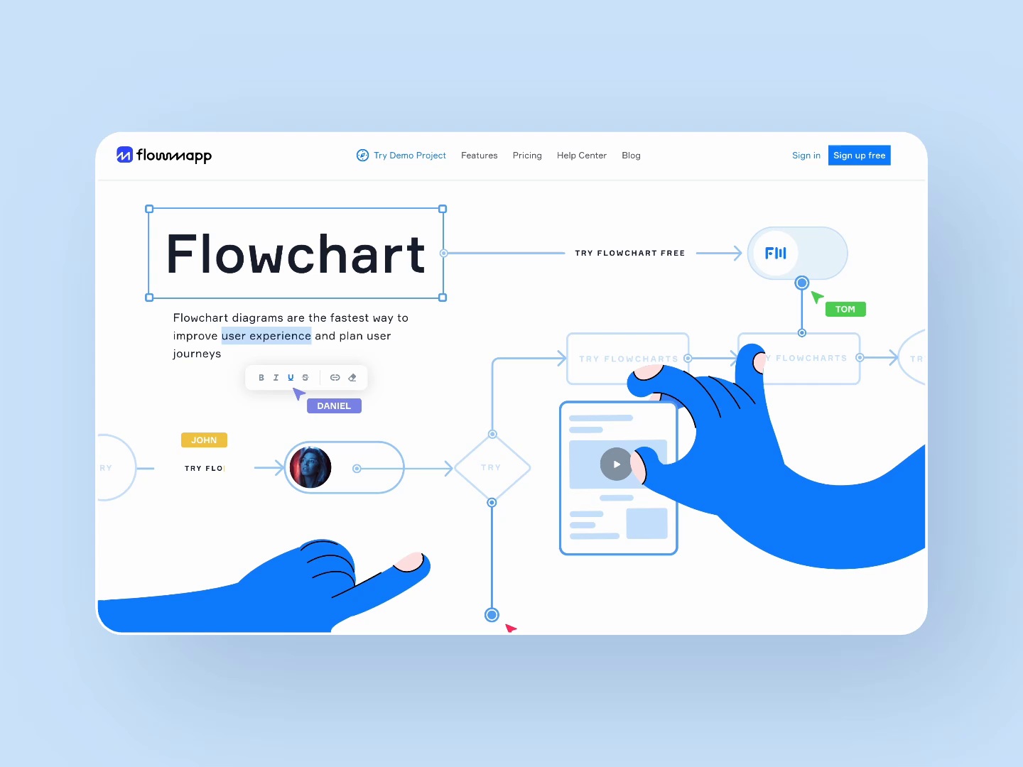 Flowcharts. Landing page for FlowMapp by Mila Lelyuk on Dribbble