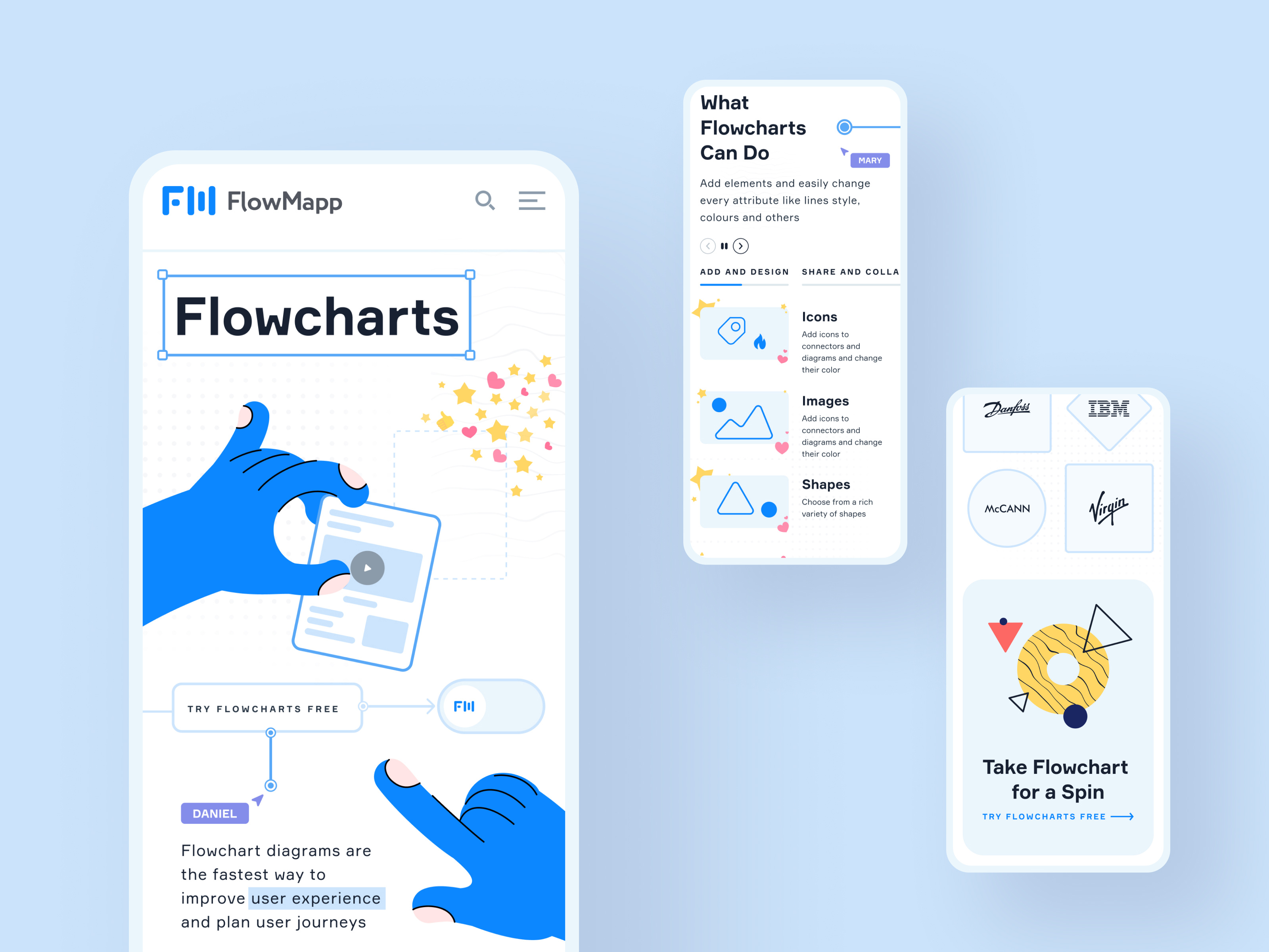 Flowcharts. Landing page for FlowMapp by Mila Lelyuk on Dribbble
