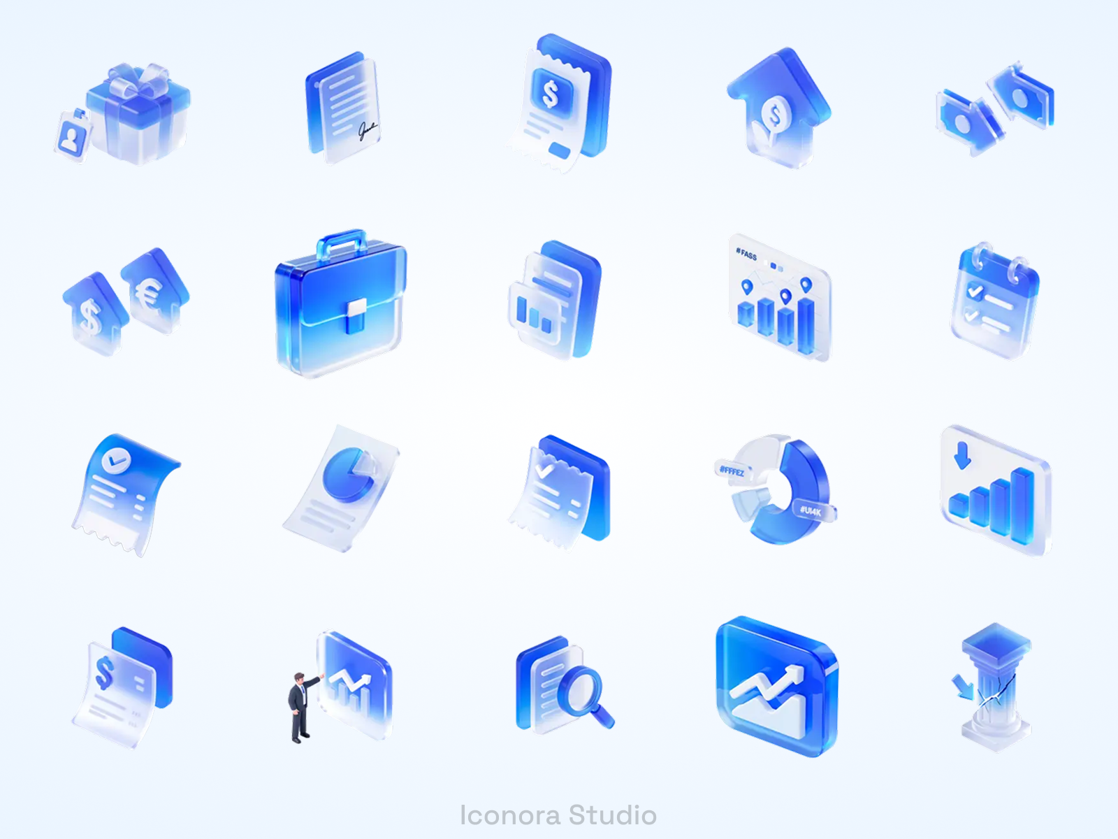 Frosted Glass Finance 3D Elements by Iconora Studio on Dribbble