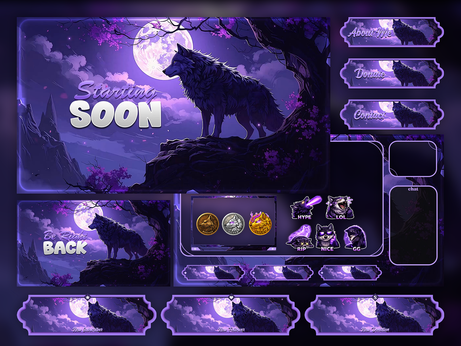 Midnight Wolf Twitch Overlay | Stream Overlays by VectorKingStudio on ...