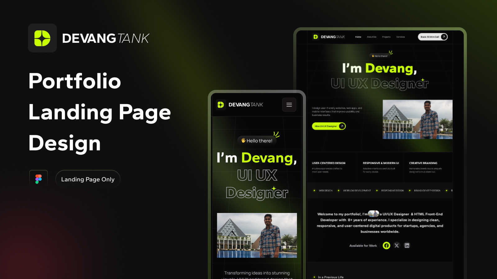 Devang Tank – UI/UX Designer Portfolio Landing Page by Devang Tank on ...