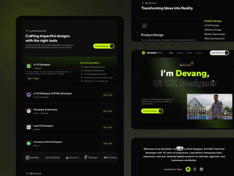Devang Tank – UI/UX Designer Portfolio Landing Page by Devang Tank on ...