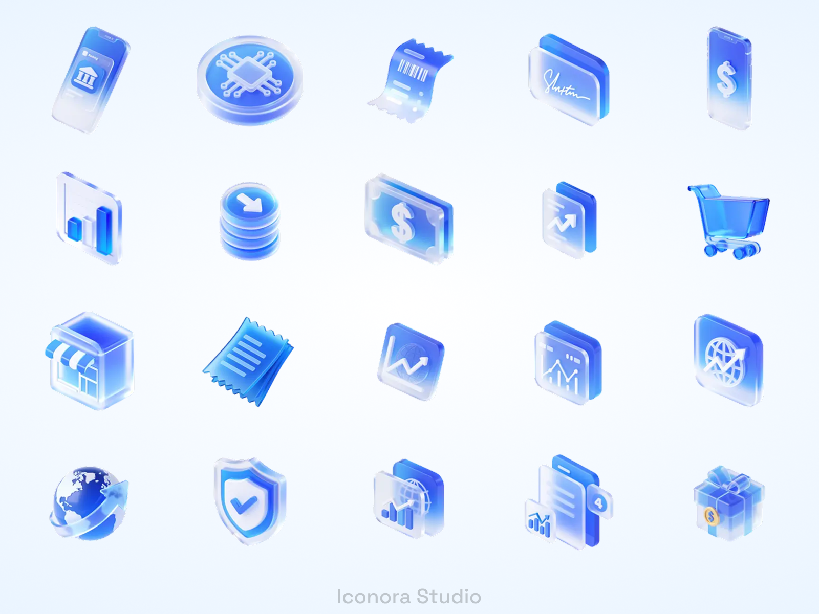 Glossy Blue Finance 3D Elements by Iconora Studio on Dribbble