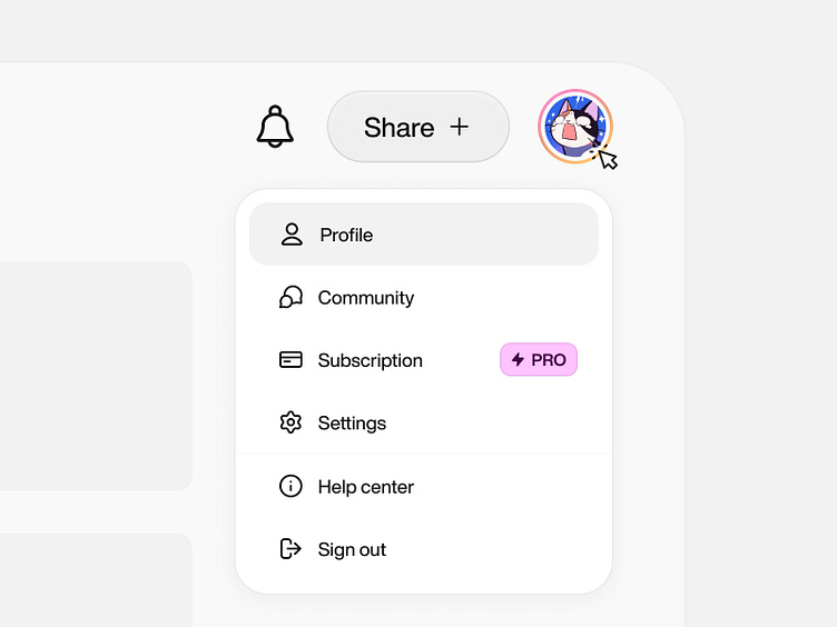 User Profile Dropdown Menu UI by Andree Wenas on Dribbble