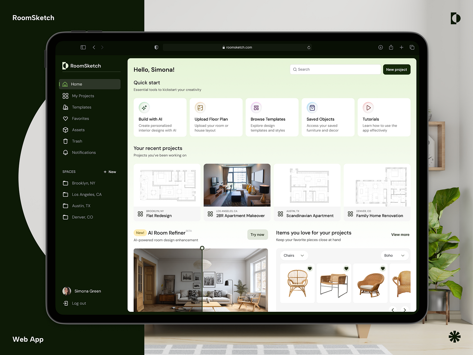 Dashboard UI Interior Design - RoomSketch by Phenomenon Product for ...