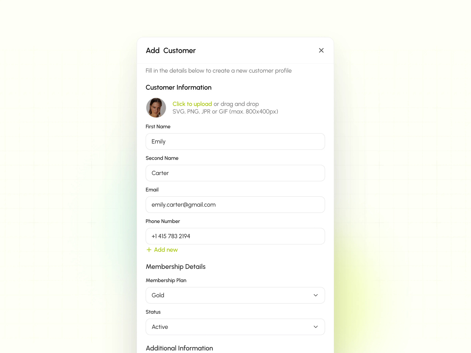 Create New Customer Modal - SaaS Dashboard by Bohdan ꓘ. on Dribbble