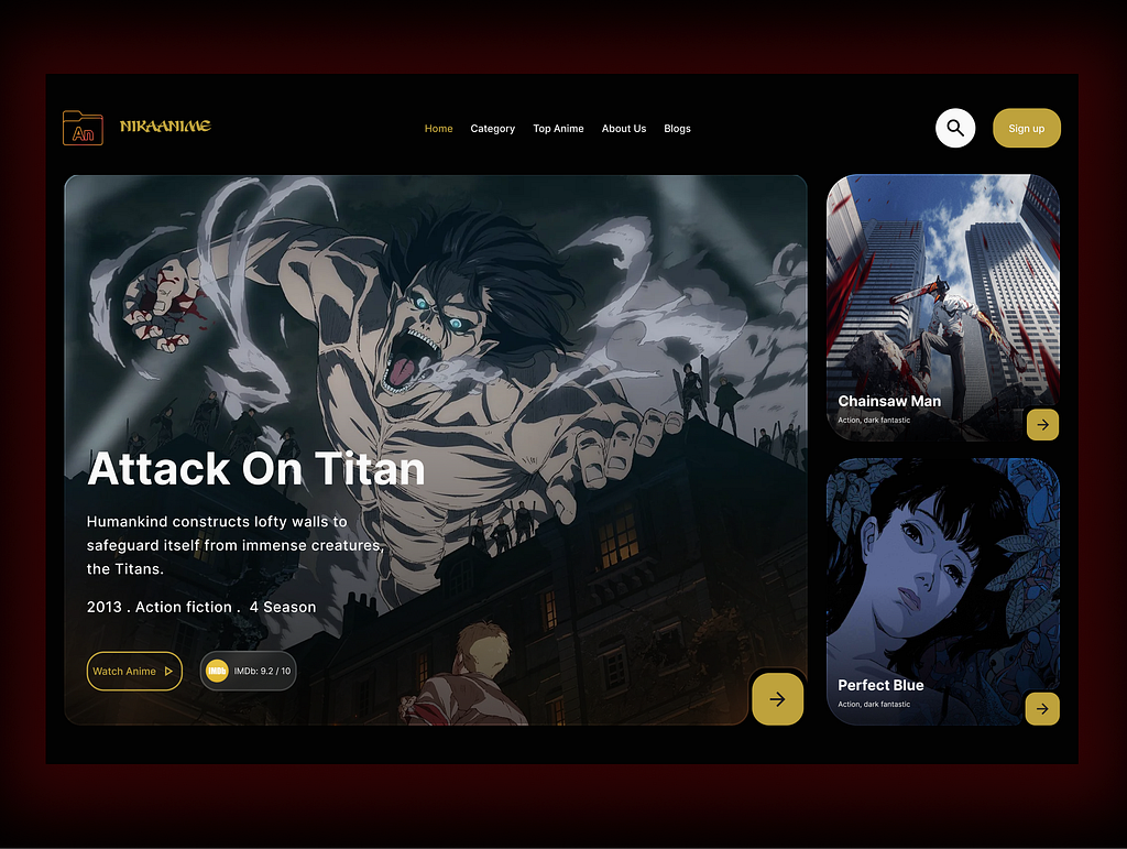 Anime Streaming Platform — Dark UI Web Design by Sadaf Eskandari on ...