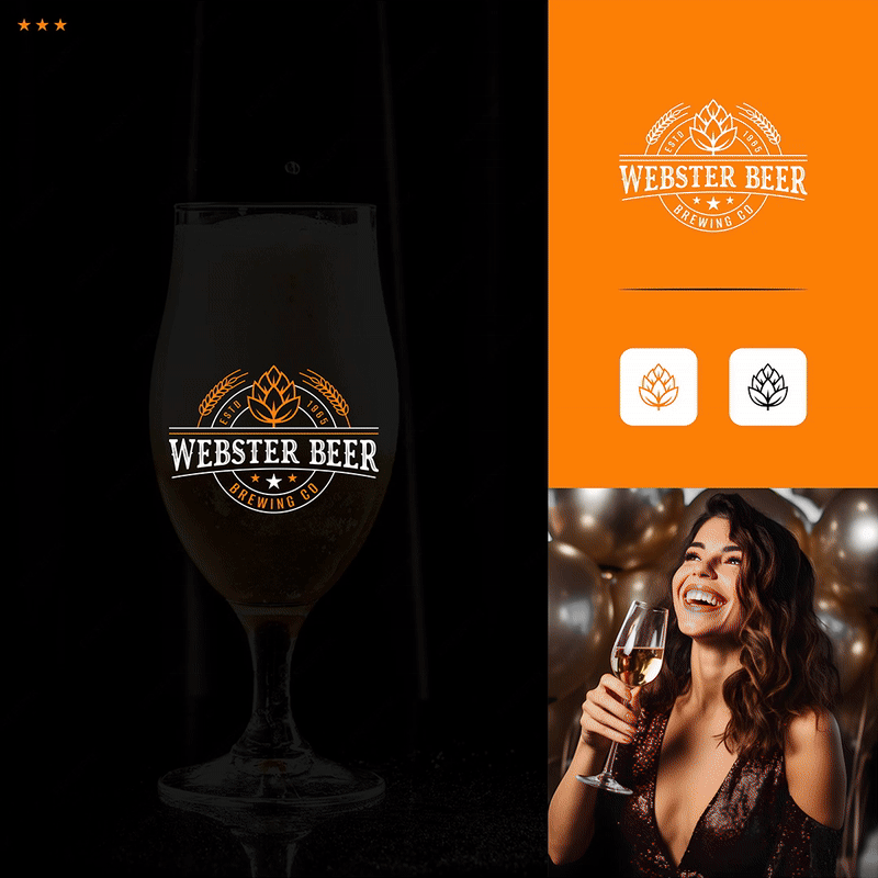 Webster Beer Brewing Co Logo | Craft Brewery Badge Design by Make Patel ...