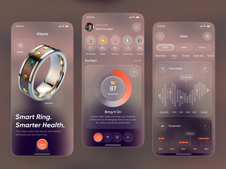 Smart Ring Health App UI — Sleep, Readiness & Wellness Tracking by ...