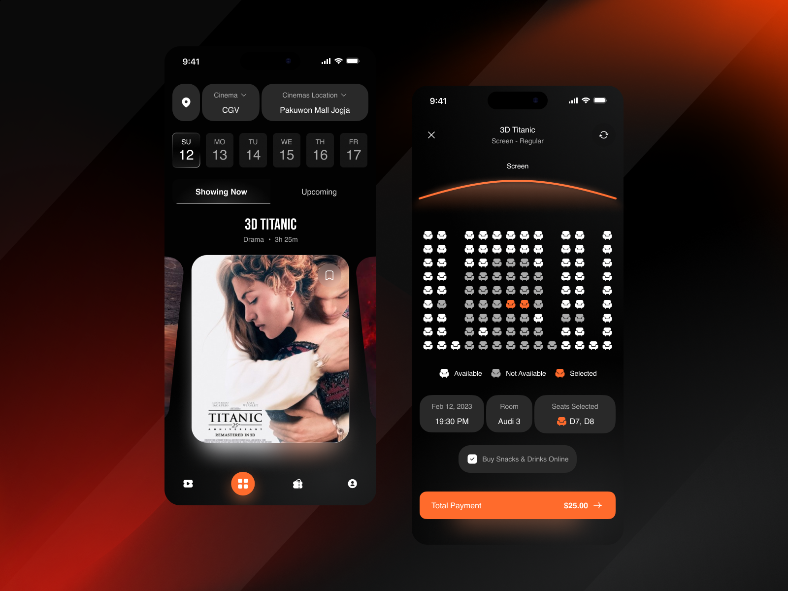 Movie Ticket Booking App Design by Ceptari Tyas for Orenji Studio on ...