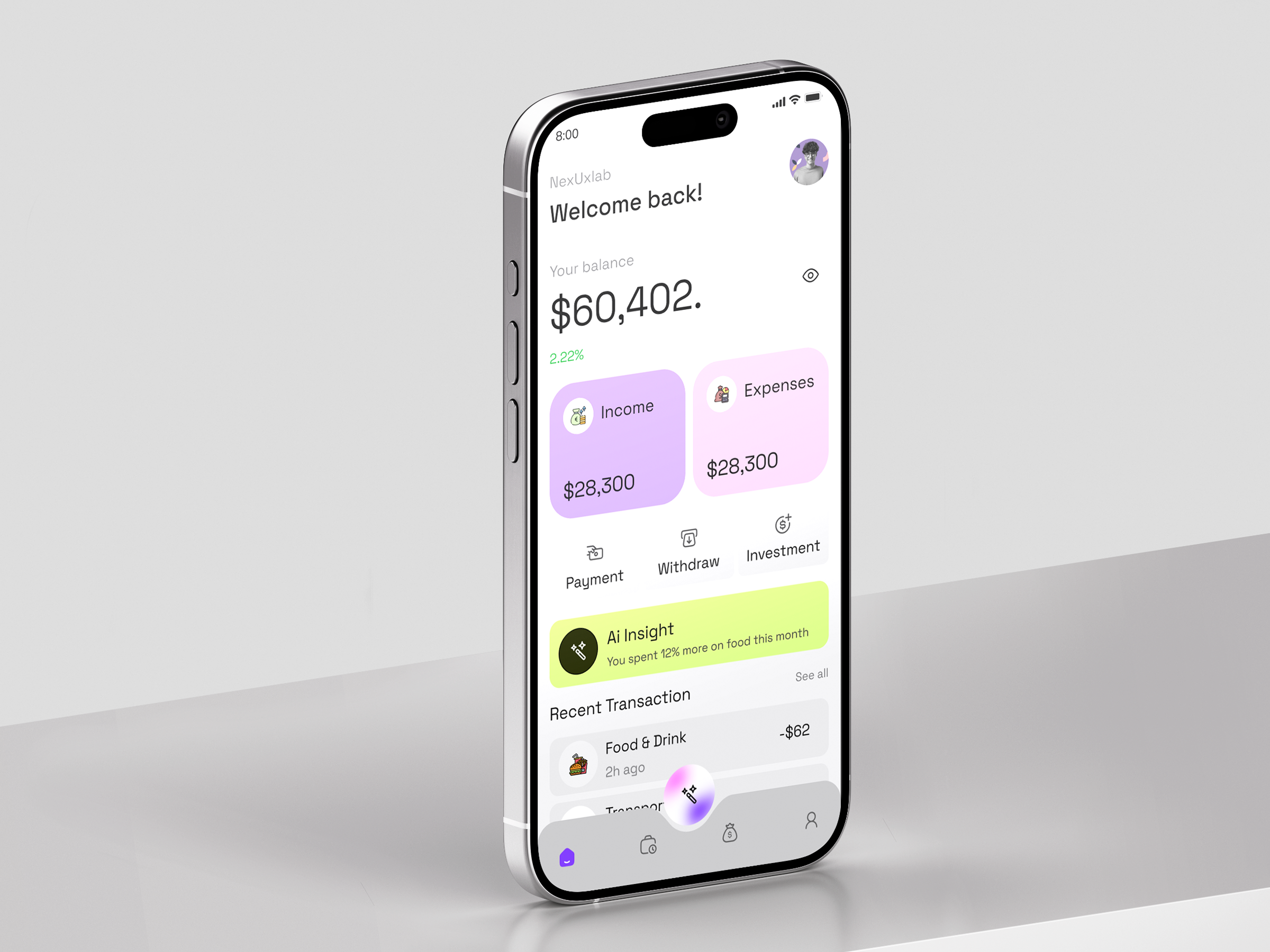 AI Finance Wallet Mobile App Design by NexUX Mobile App for NexUX Lab ...