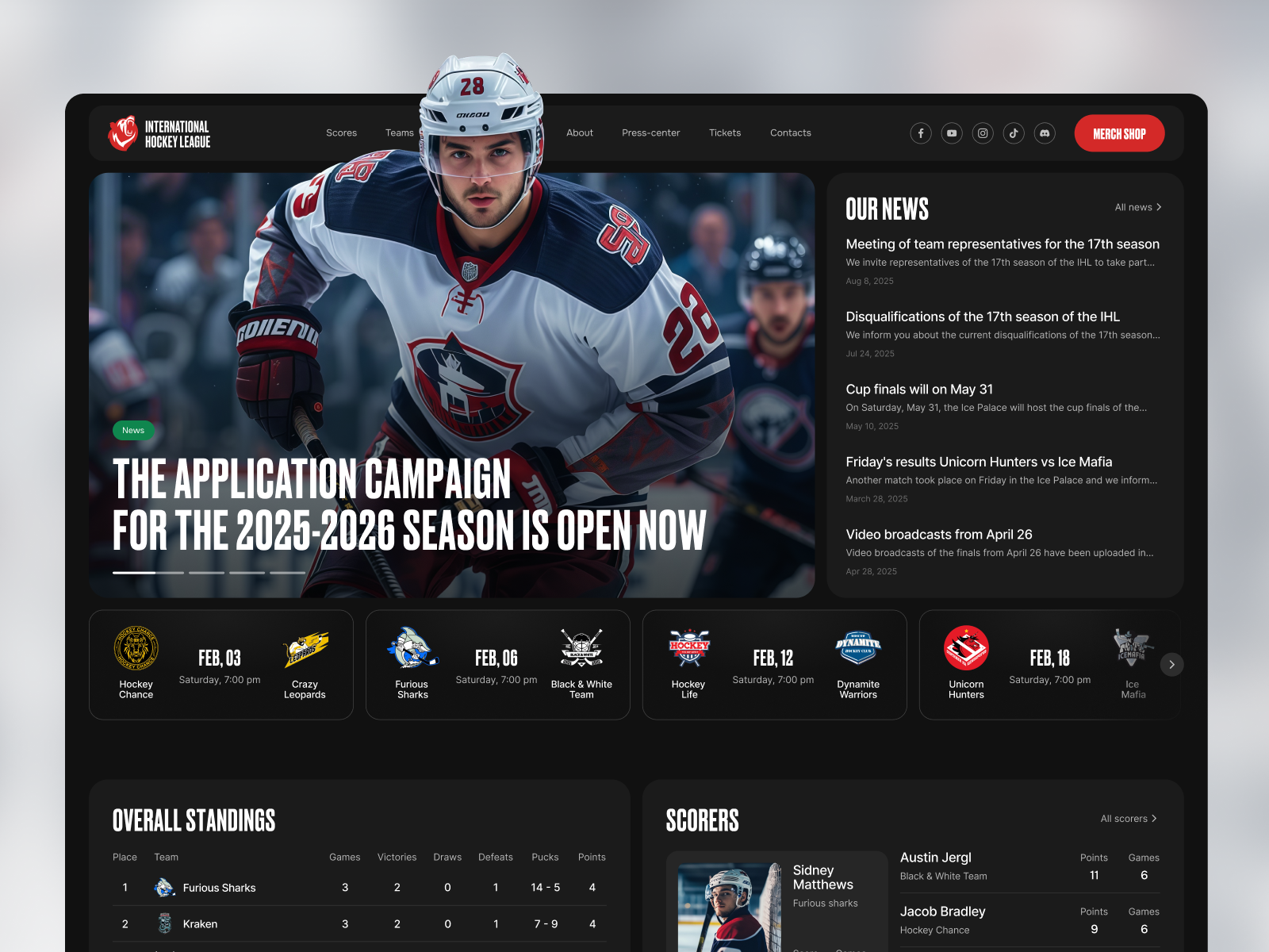 Browse thousands of Hockey UI images for design inspiration | Dribbble