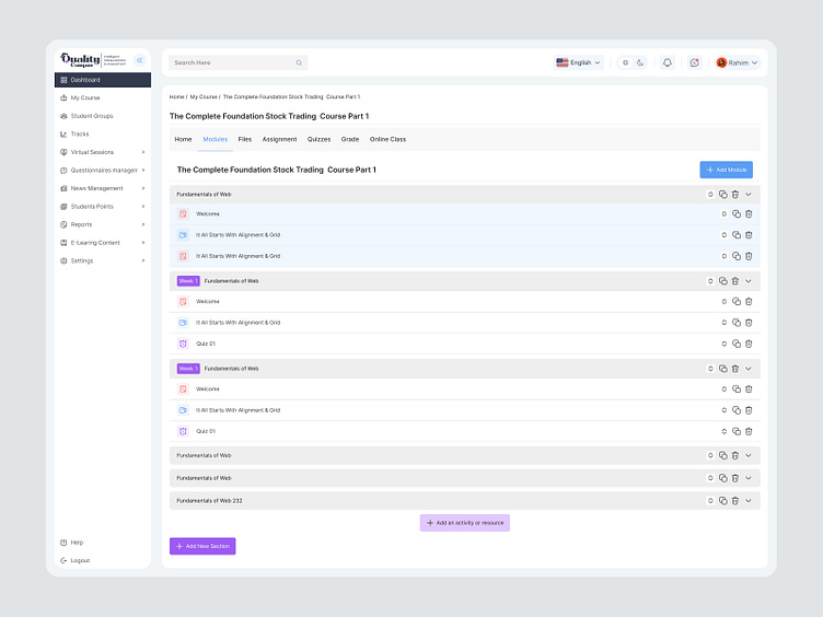 LMS Course Module - LMS course create Ui by Raihan Howlader on Dribbble