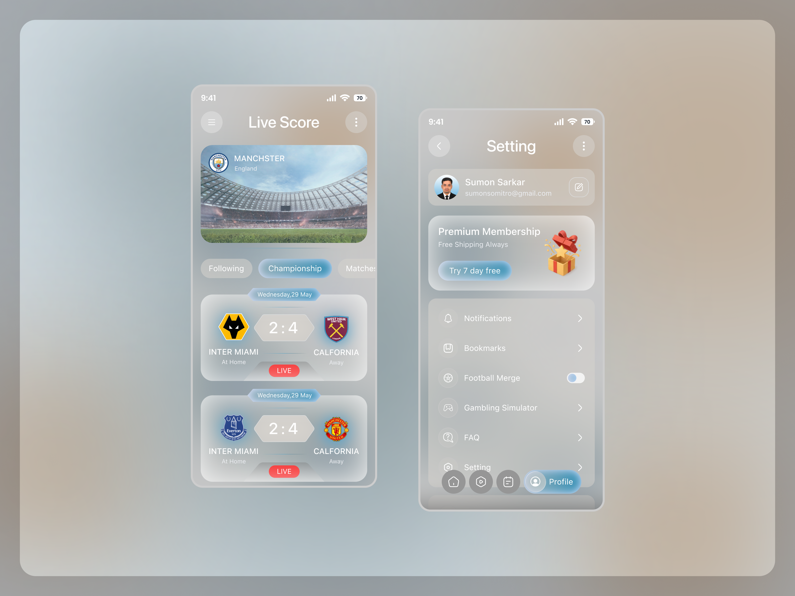 Football UI designs, themes, templates and downloadable graphic ...