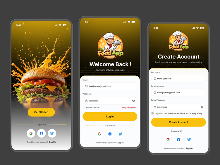 Food Delivery App – Login & Signup UI by Partho Adhikary on Dribbble