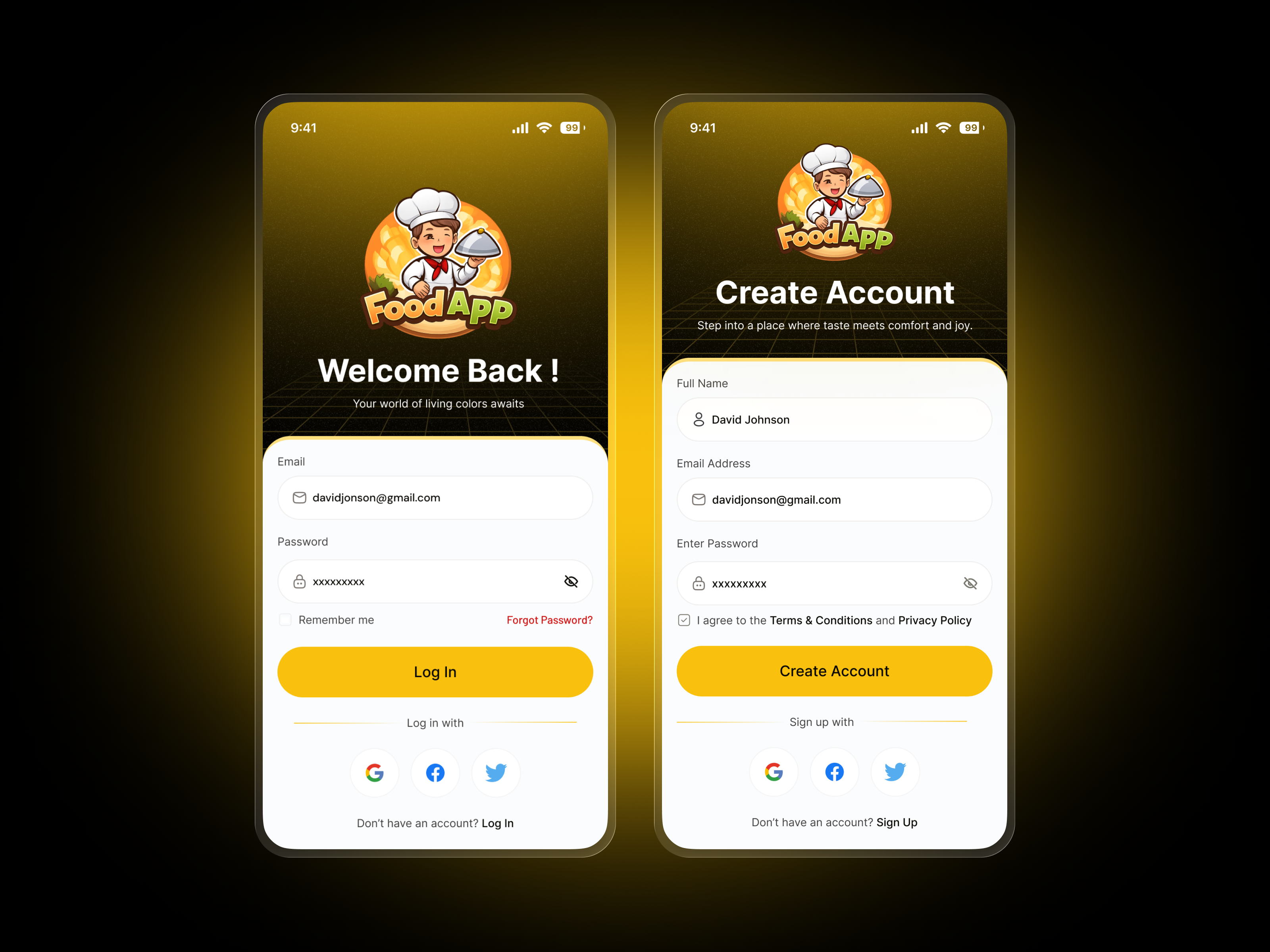 Food Delivery App – Login & Signup UI by Partho Adhikary on Dribbble