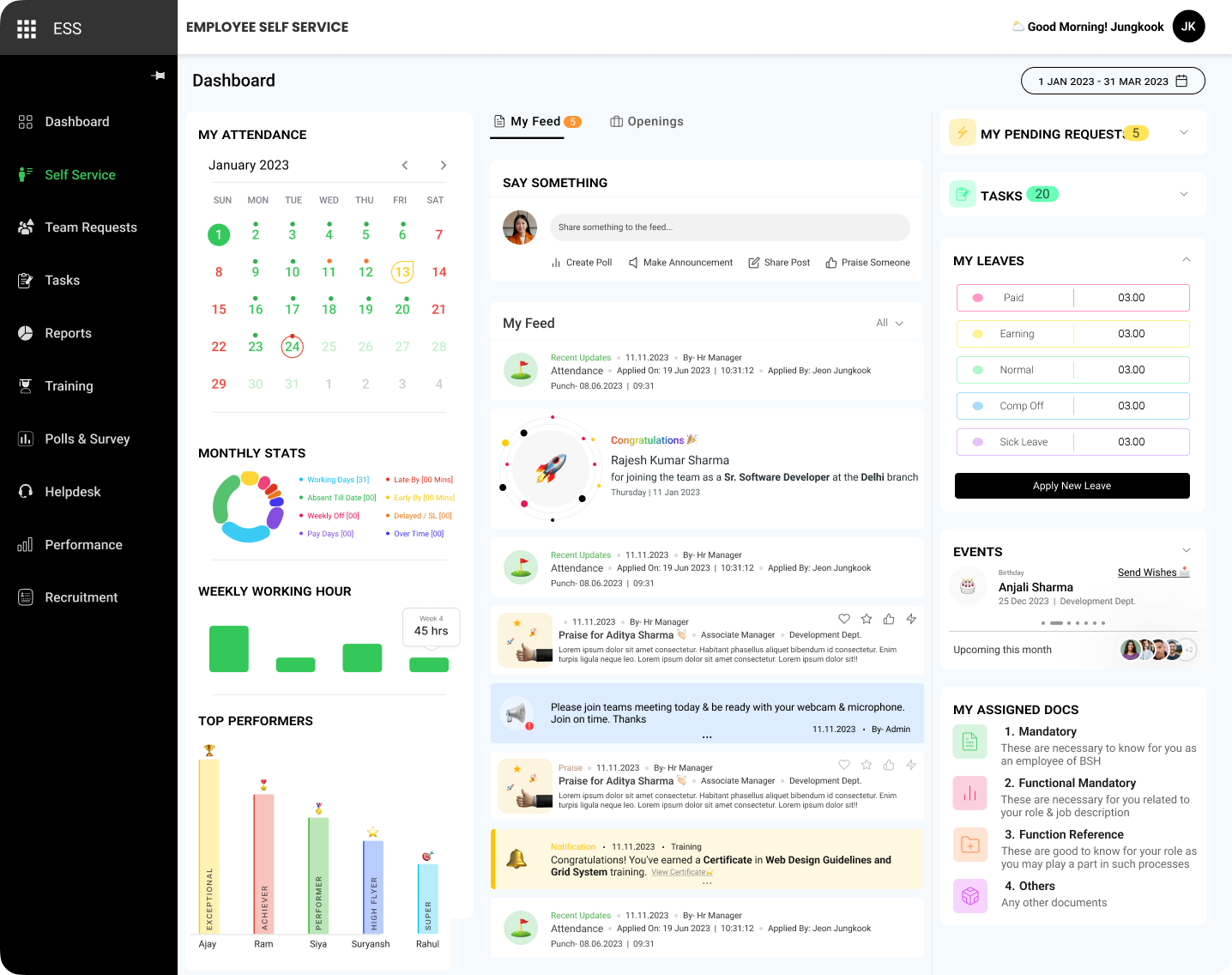 HRMS Dashboard by Brinda Mohini on Dribbble