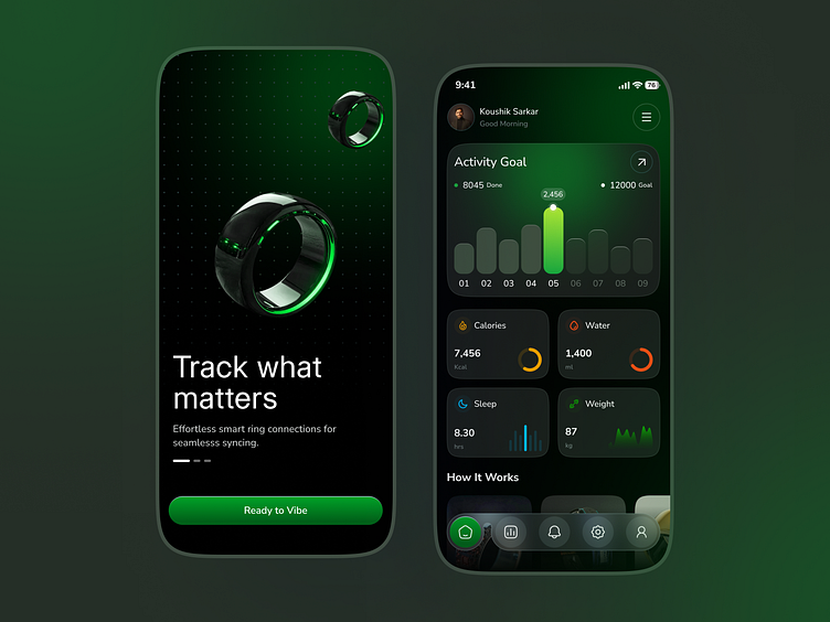 Smart Ring App UI | Health & Wellness Tracking by Koushik Sarkar on ...