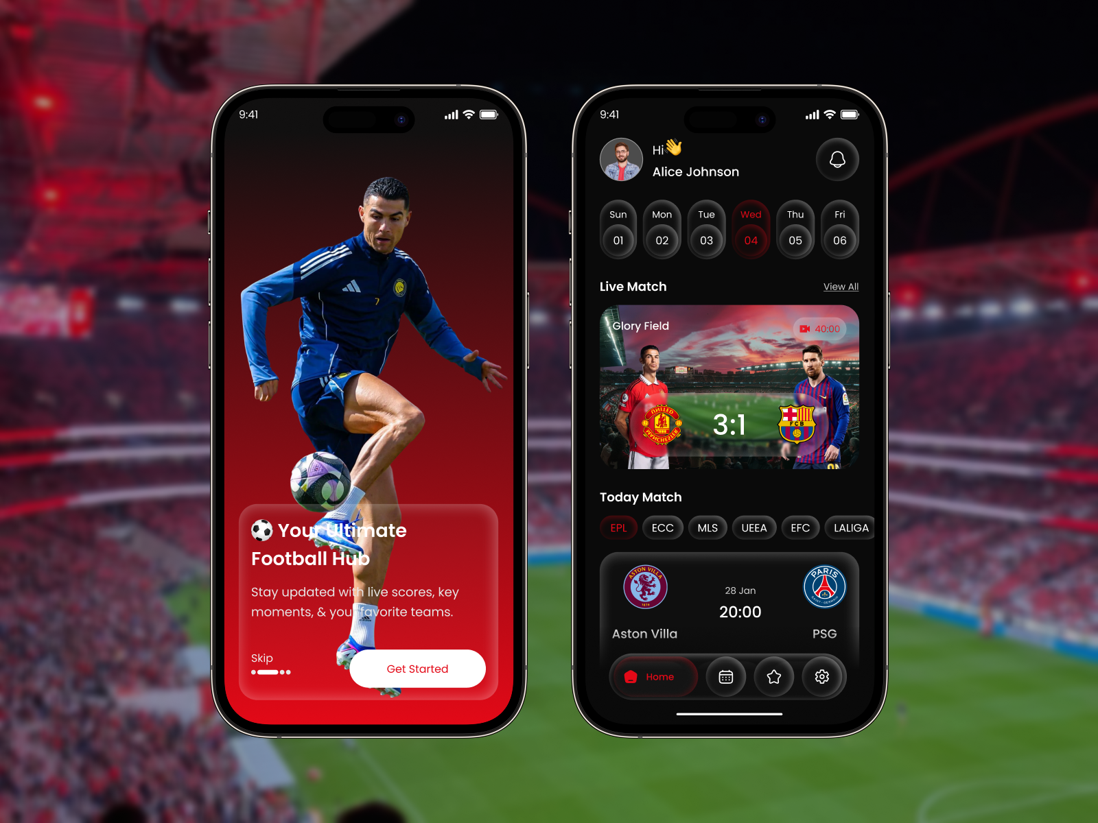 Football Live Scores App UI by Shova Ghosh on Dribbble