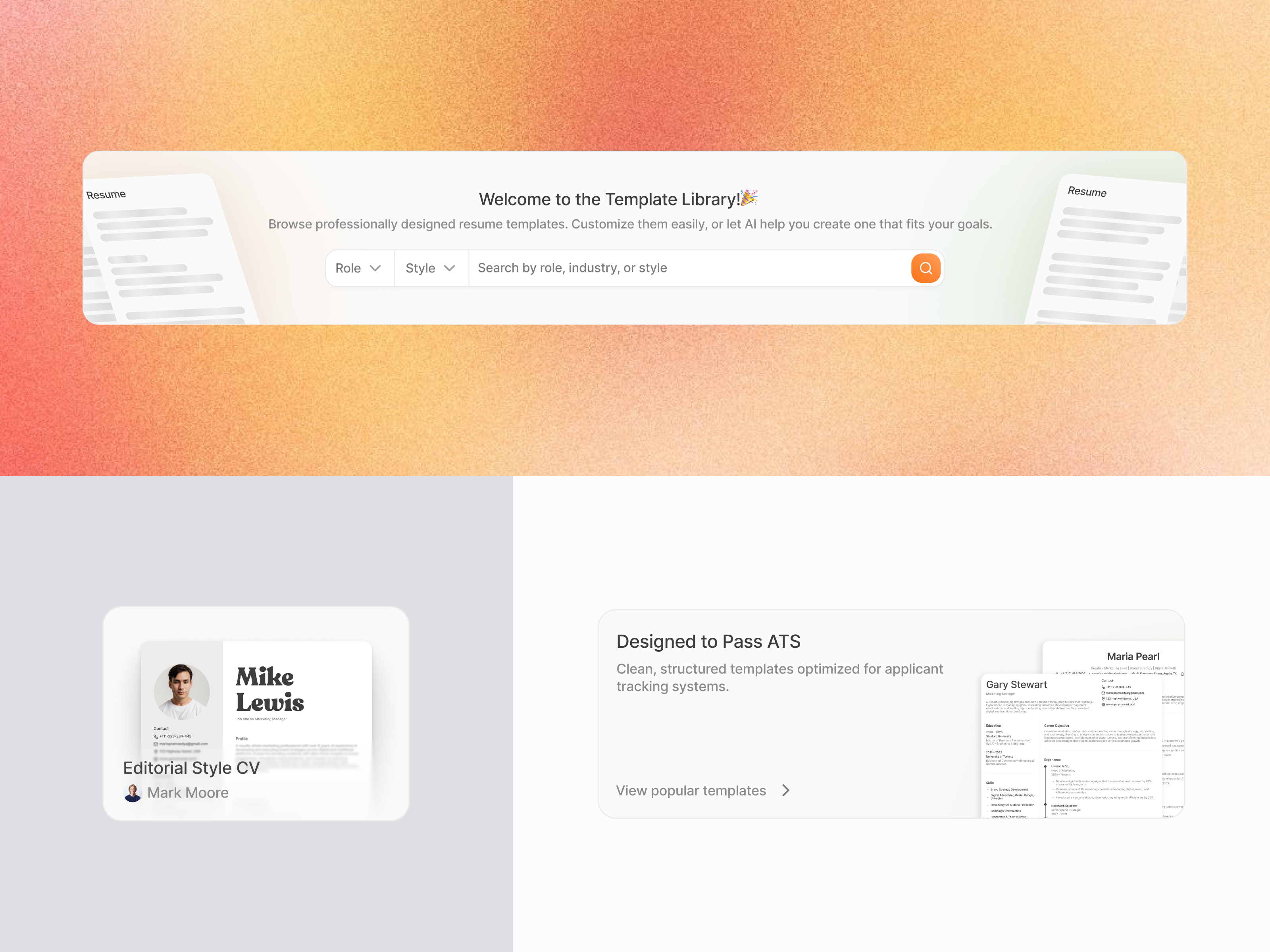 Forma - Resume Builder AI Dashboard [Templates Library Page] by Ryan ...