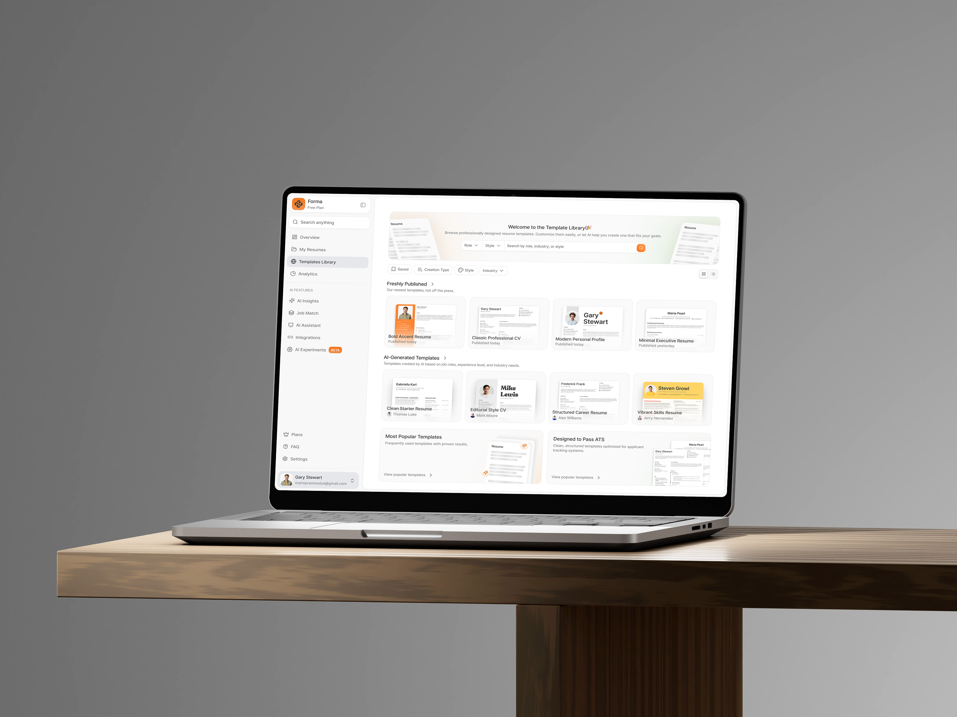 Forma - Resume Builder AI Dashboard [Templates Library Page] by Ryan ...