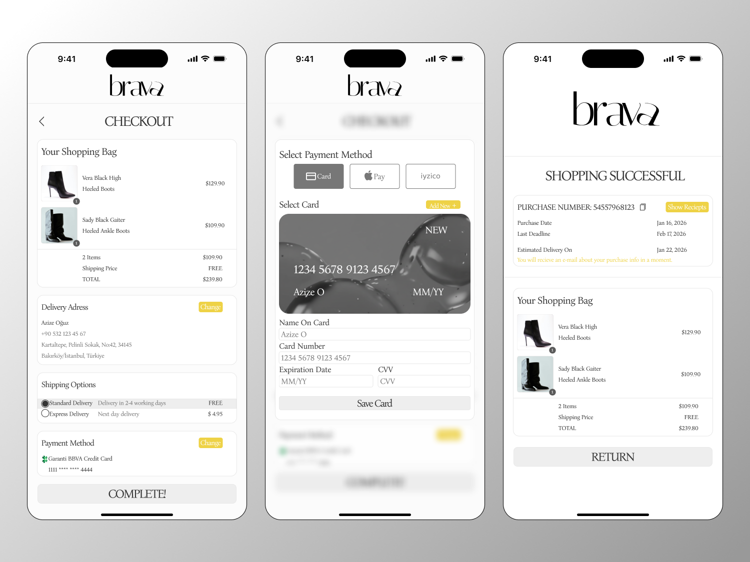 Brava - Checkout Screen Design by Azize Oğuz on Dribbble