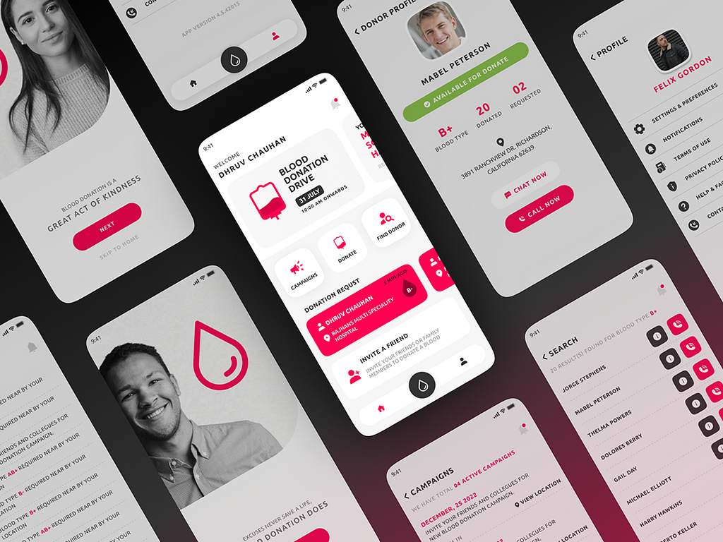 Blood Donation App UI for iOS Devices | Made with Figma by Dhruv ...