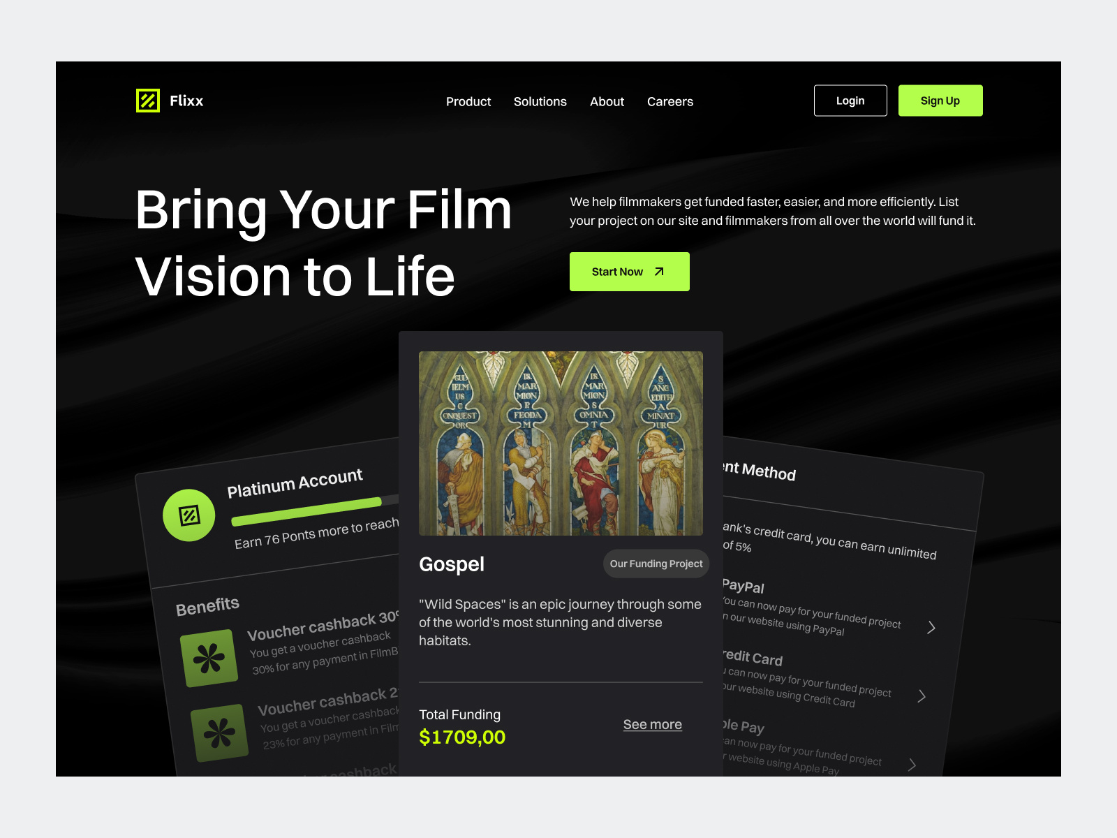 Flixx - Film Funding Hero Section by Elux Design for Elux Space on Dribbble