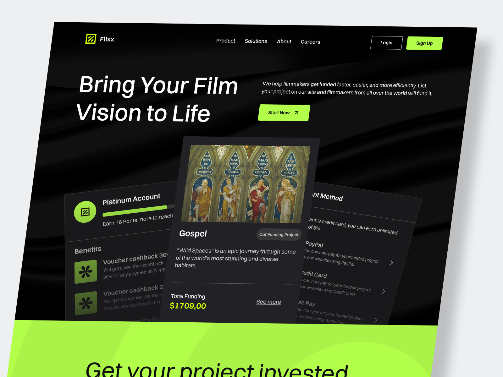 Flixx - Film Funding Hero Section by Razaan Shah for Elux Space on Dribbble