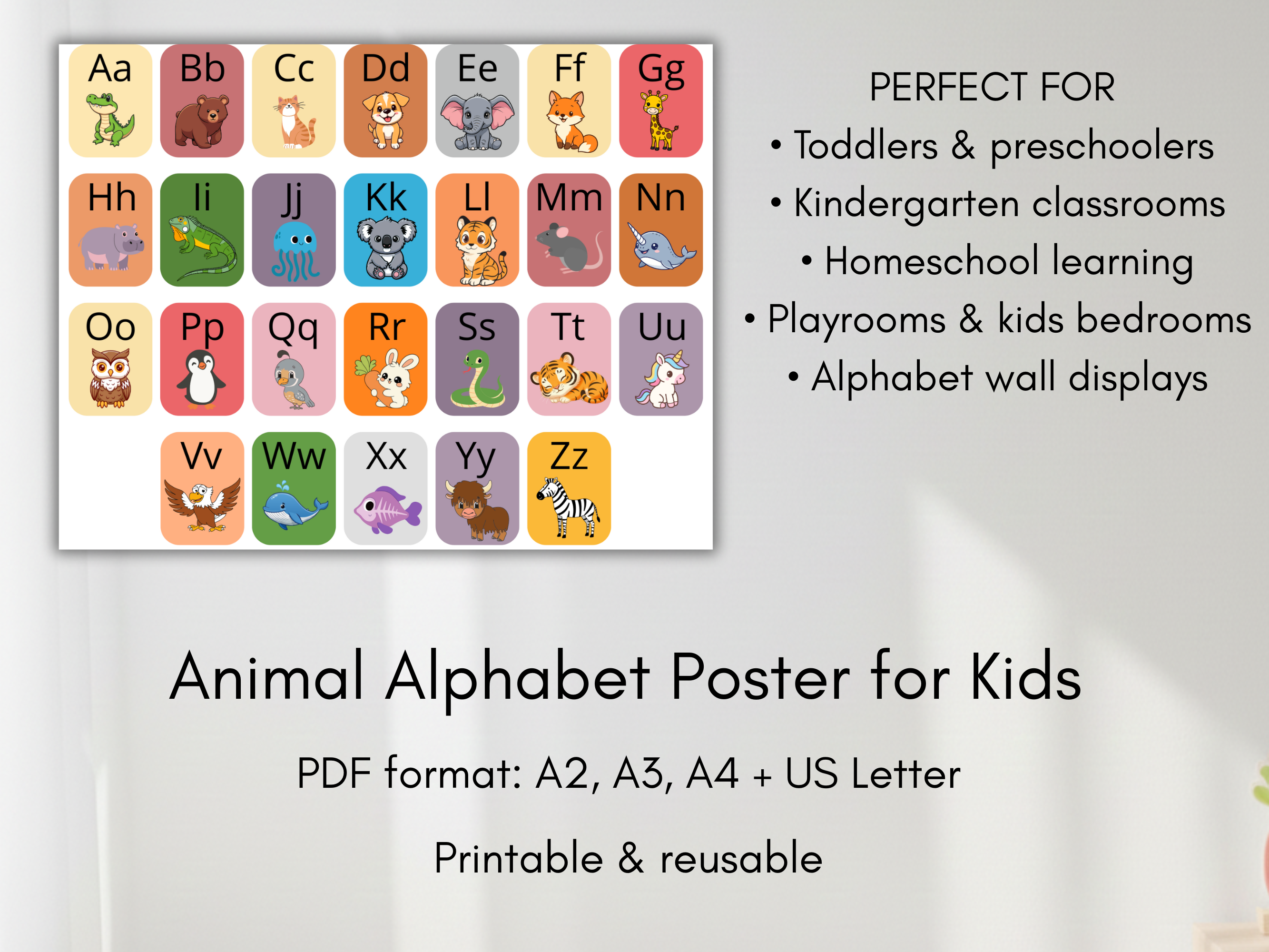 Animal Alphabet Poster by FunMindsStudio on Dribbble