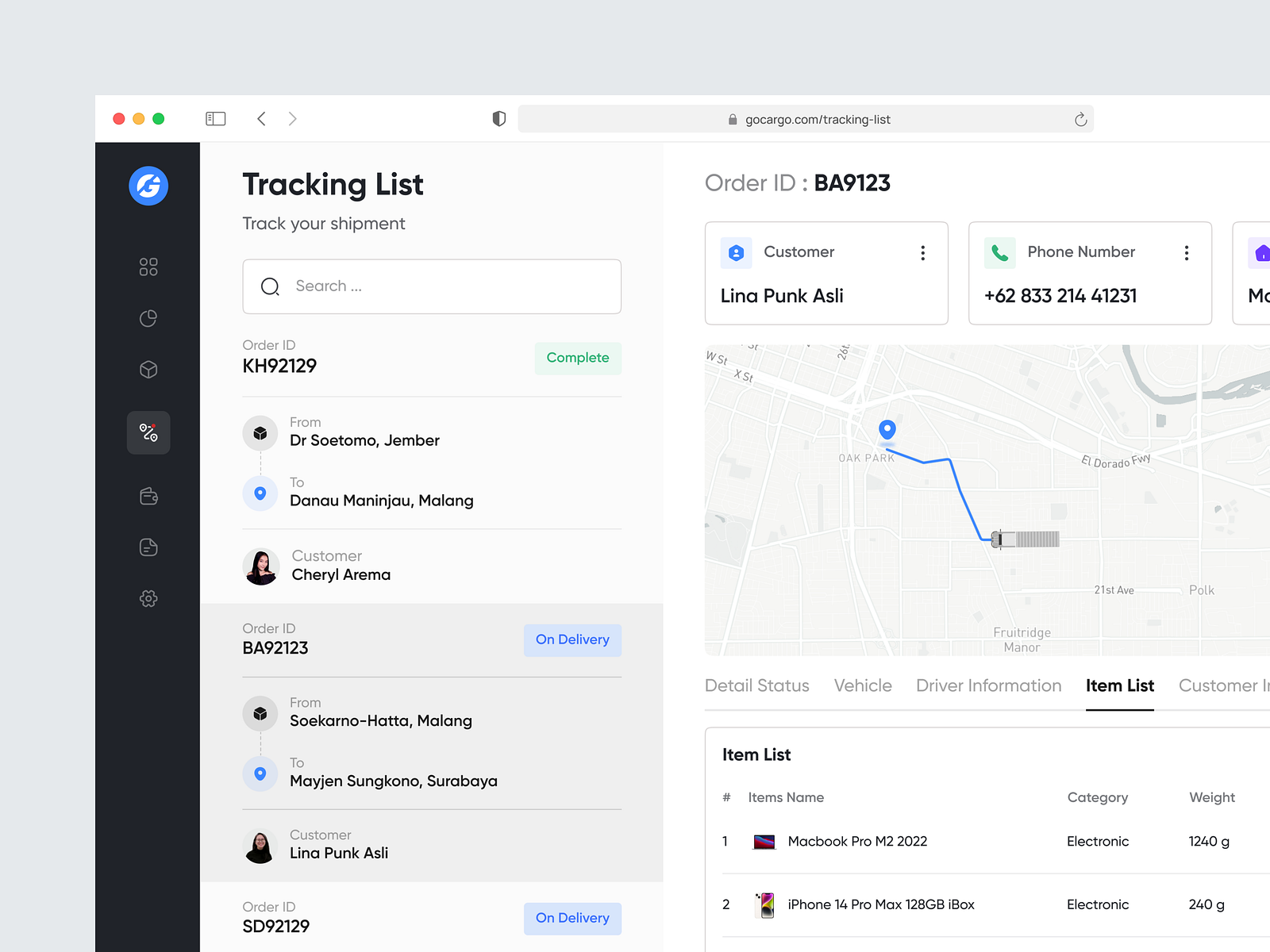 Gocargo - Logistic Tracking Dashboard by Bayu Sasmita🍃 for Caraka on ...