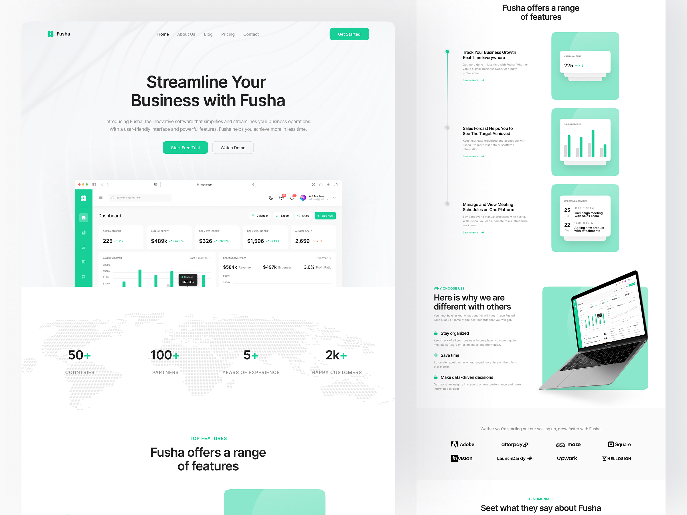 Fusha - SaaS Landing Page 📊 by Arfi Maulana for Pickolab Studio on Dribbble