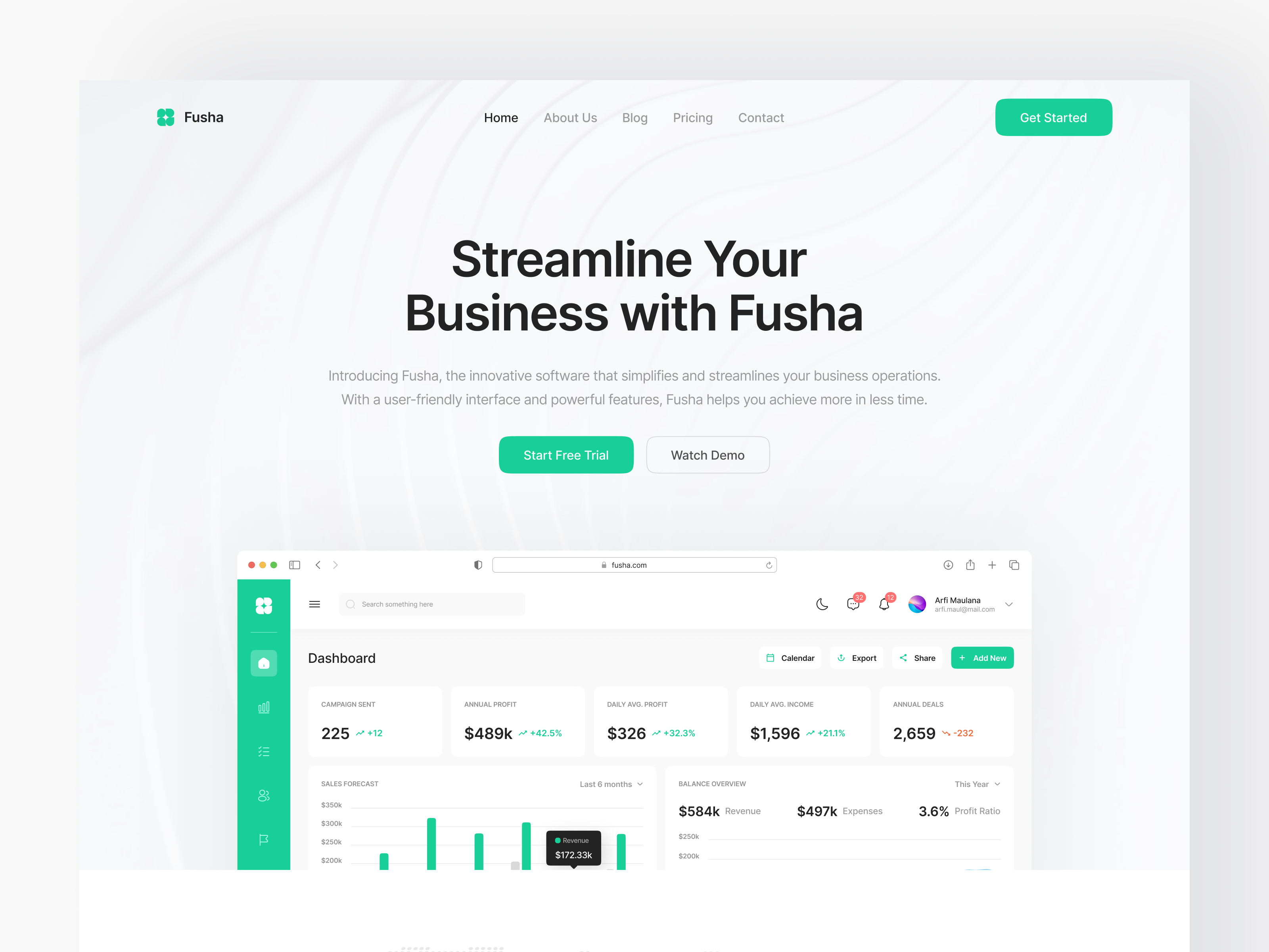 Fusha - SaaS Landing Page 📊 by Arfi Maulana for Pickolab Studio on Dribbble