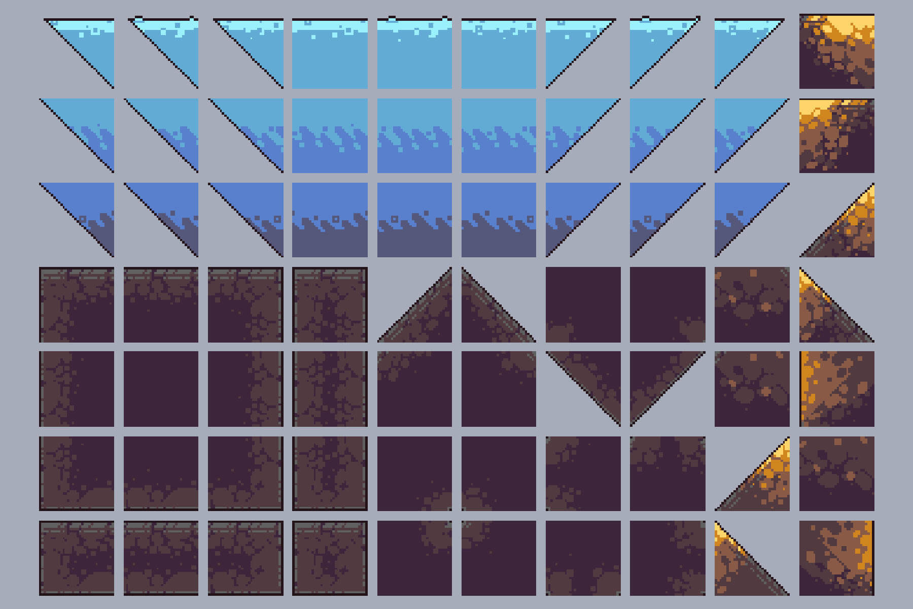 Water Pack Tileset for Platformer Pixel Art by 2D Game Assets on Dribbble