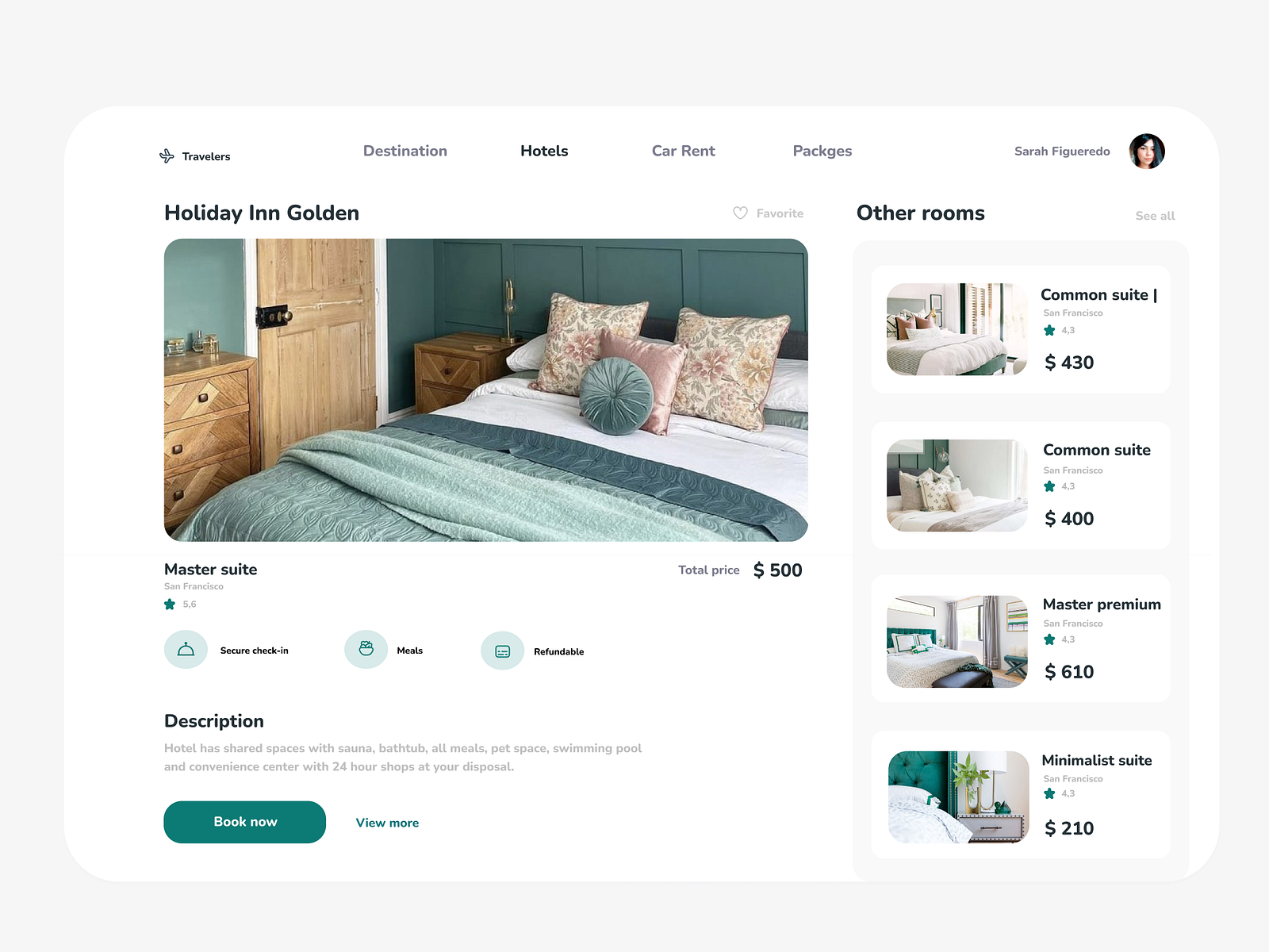 Hotels booking - dashboard travel by Sarah Figueredo on Dribbble