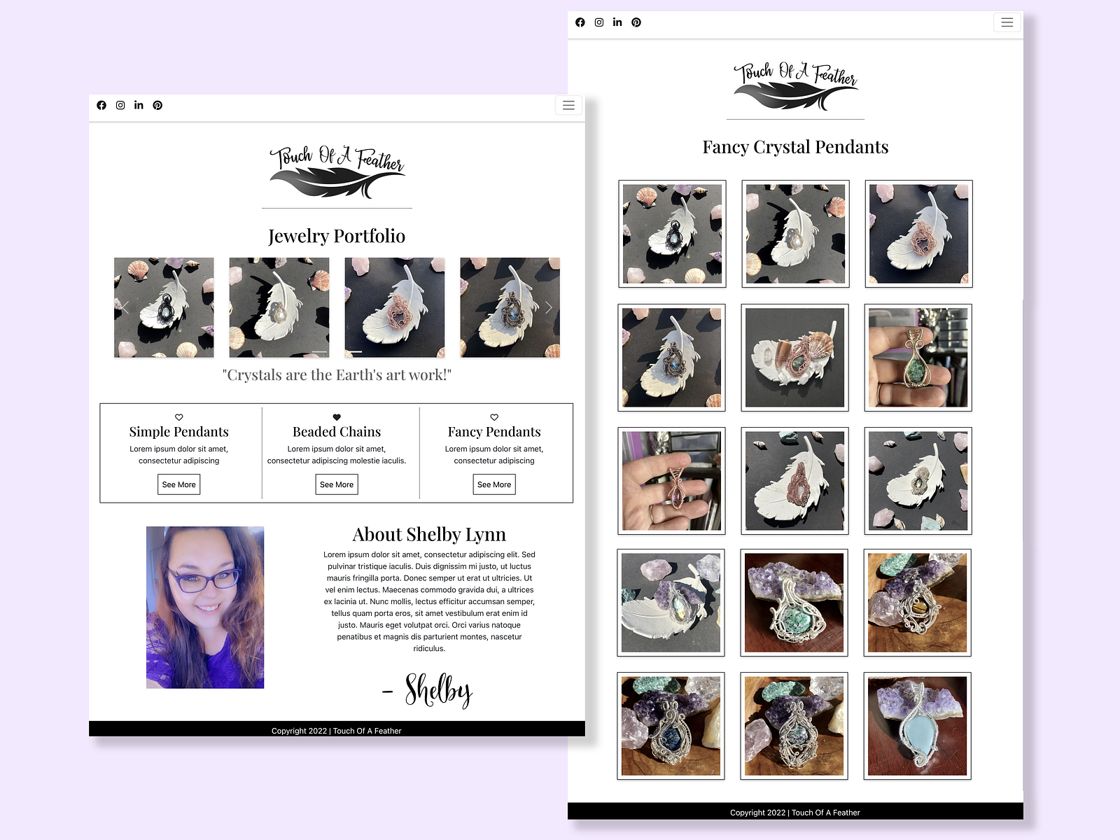 Crystal Jewelry Portfolio Website by Shelby Apodaca on Dribbble