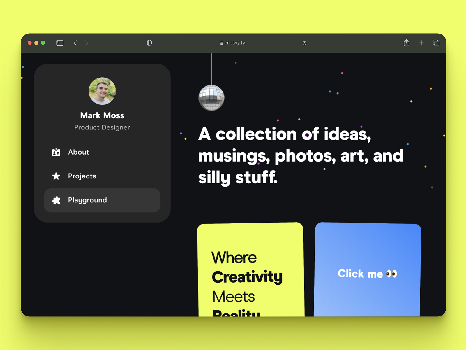 New Personal Site by Mark Moss on Dribbble