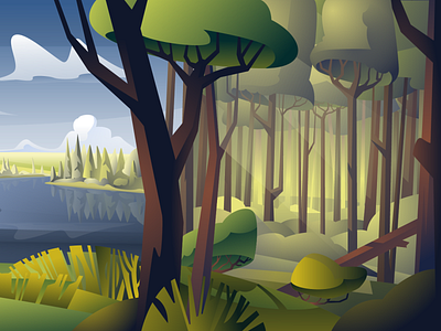 Forest Illustration - Digital Art by The Digital Panda on Dribbble