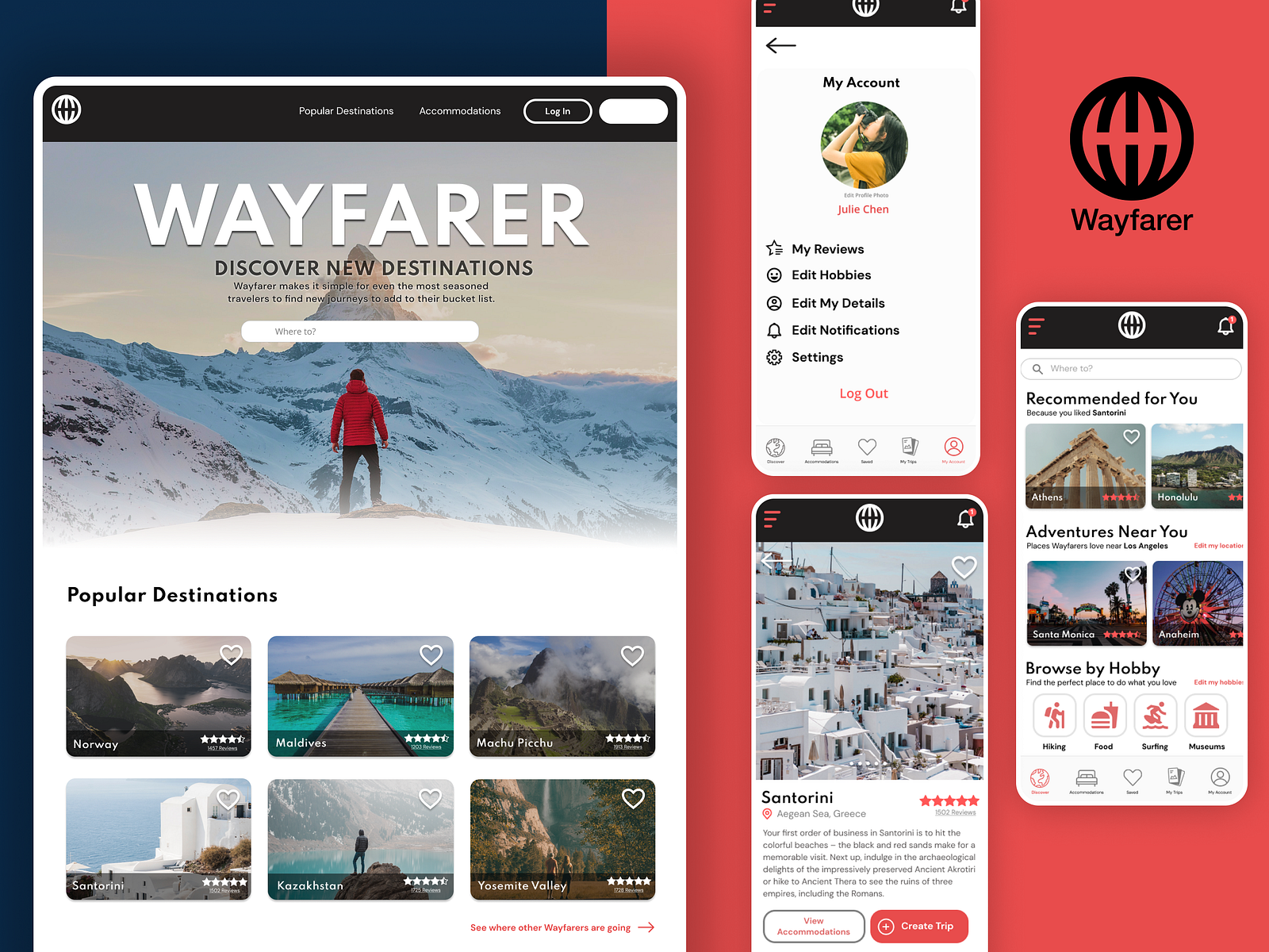 Travel Destination Landing Page + Responsive App by Amanda Hoang on ...
