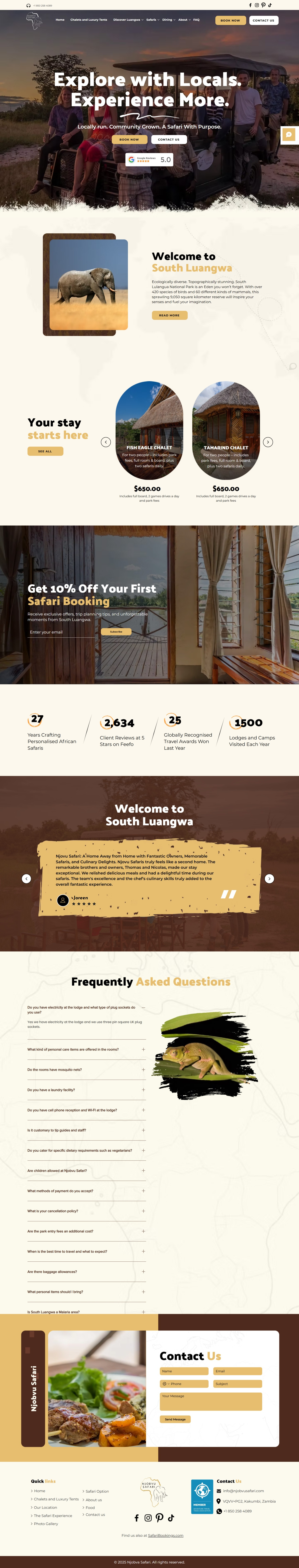 Njobvu Safari | Lodging Travel Website Design by Khalid Mehmood on Dribbble