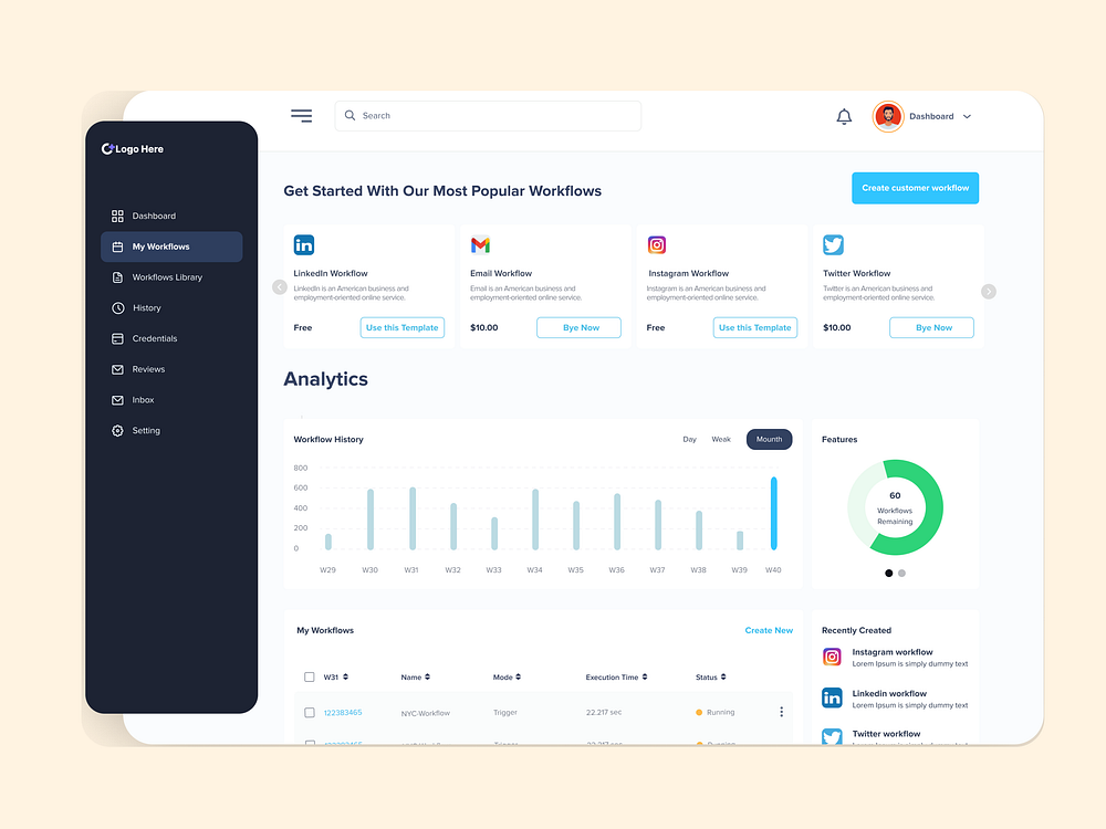 Workflow Dashboard designs, themes, templates and downloadable graphic ...