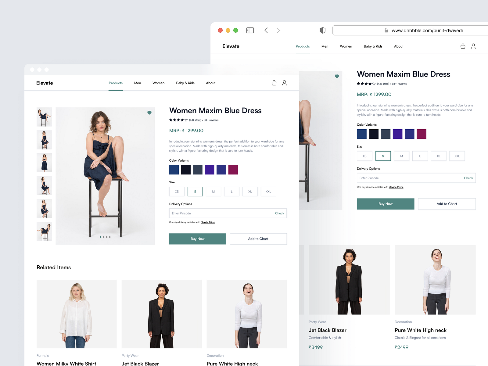 Elevate Outfits, Web UI Design by Punit Dwivedi on Dribbble