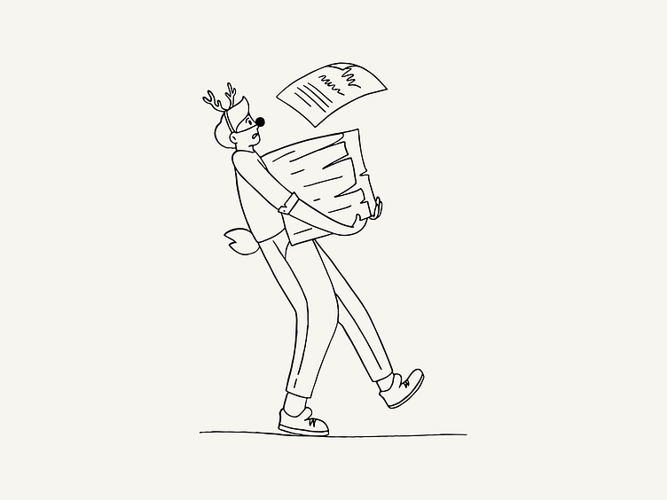 Man carrying a lot of files by Tea Tom on Dribbble