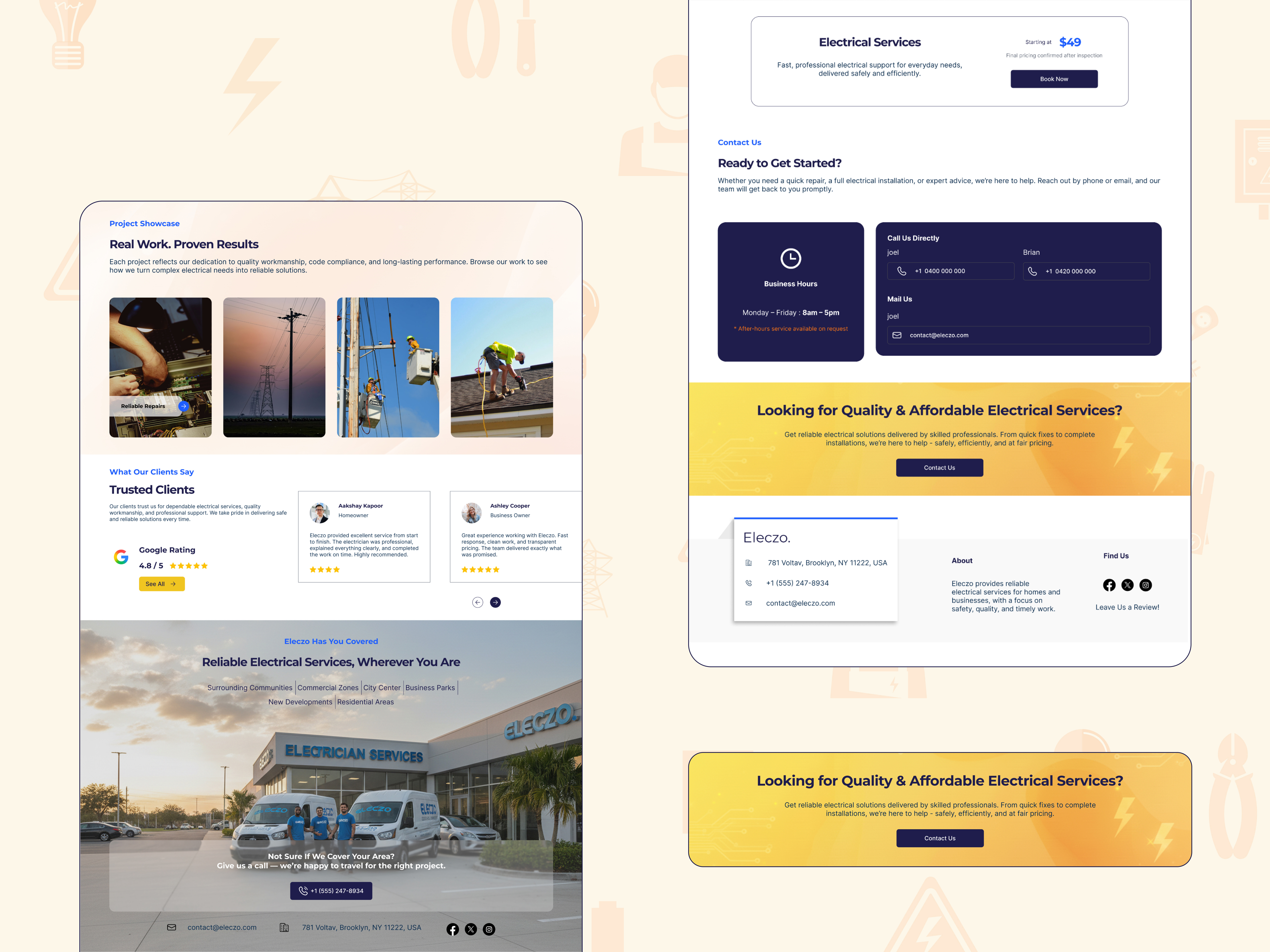Electrician Website Design – Electrical Service Booking Website by ...
