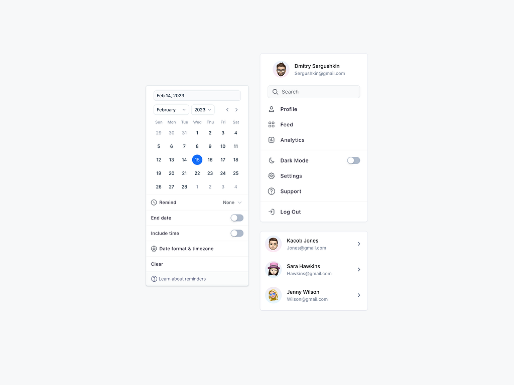 Dropdown and Date Picker UI Components by Dmitry Sergushkin on Dribbble