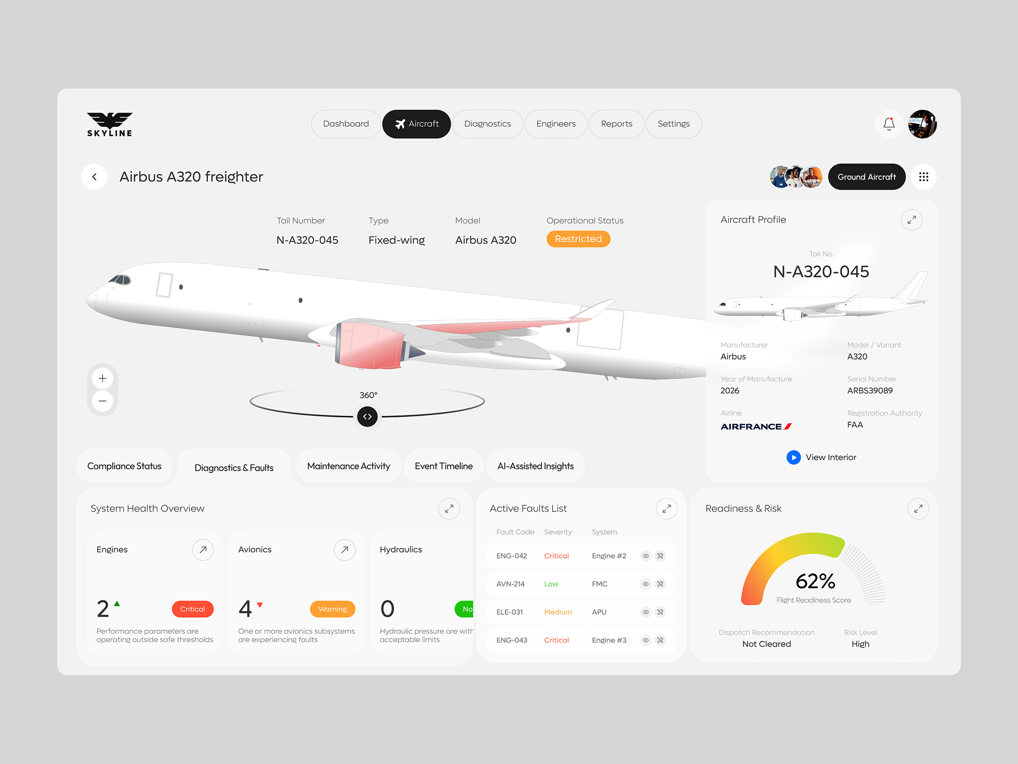 Skyline - Aircraft Management Dashboard by Dare A. for Soge Digital Hub ...