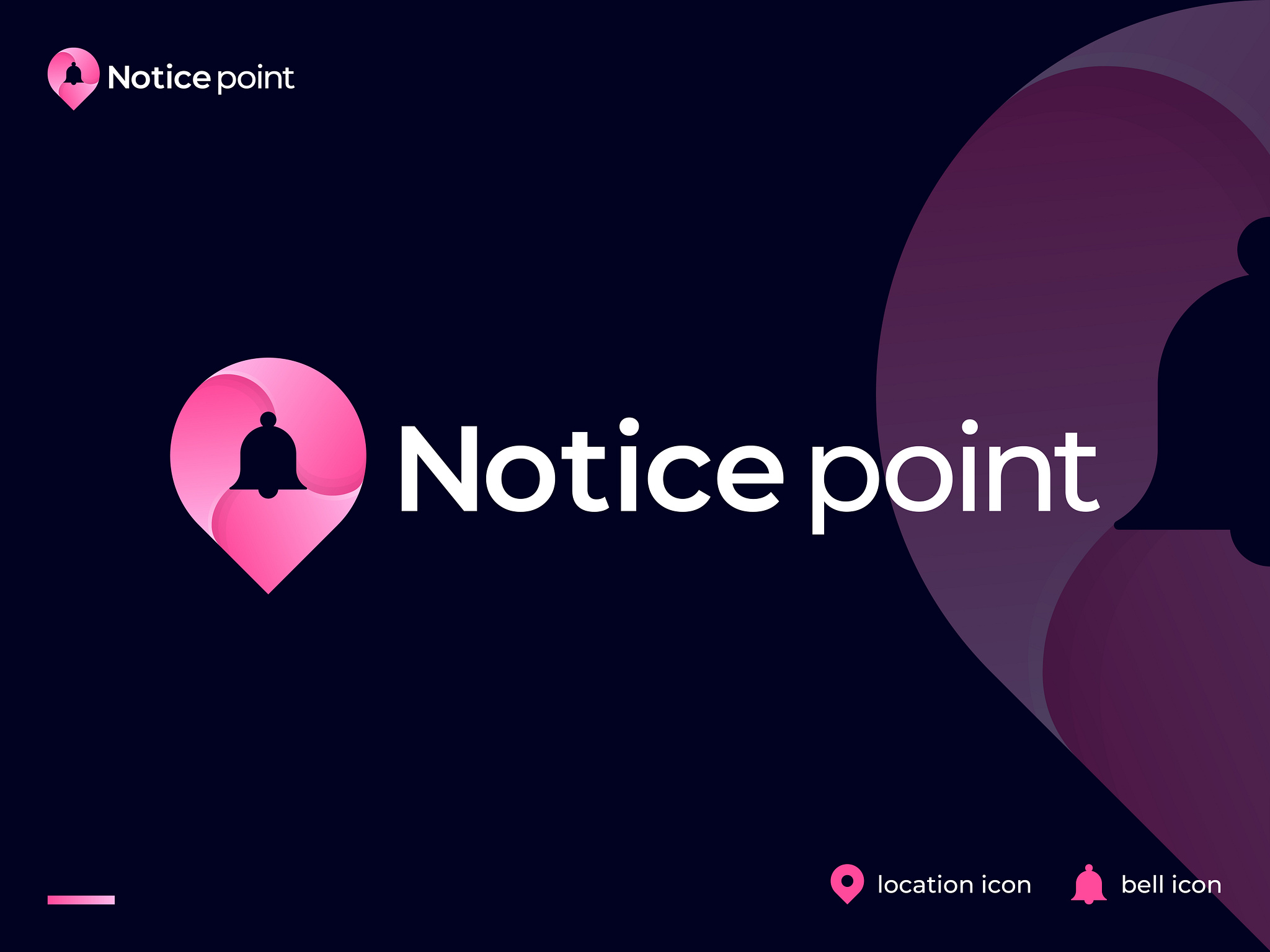 Notice point, (bell + location) Modern Logo Design Concept by ...
