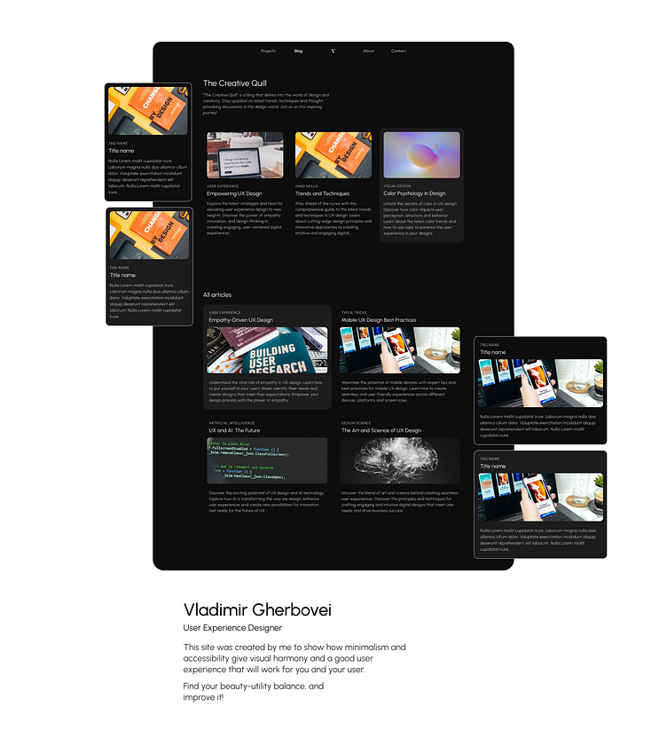 Portfolio Website Ux Ui Design By Vladimir Gherbovei On Dribbble