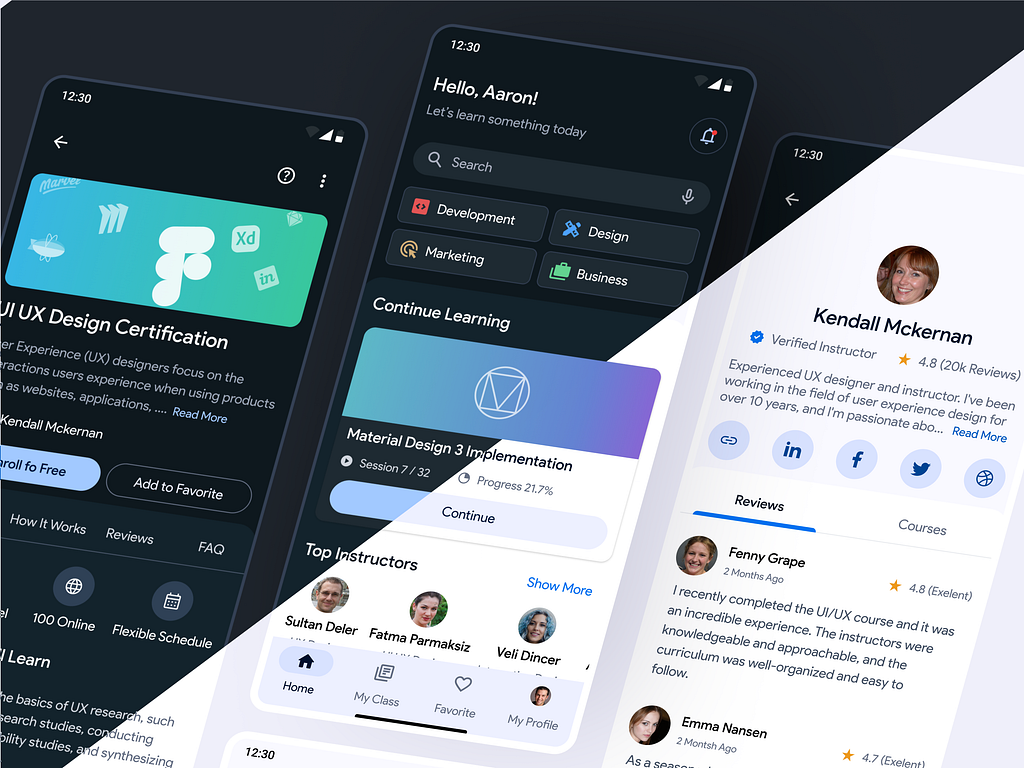 Matter Course [Dark Mode] - E-Course Mobile App Concept by Ihya Fathurr 🤖 for Vektora on Dribbble